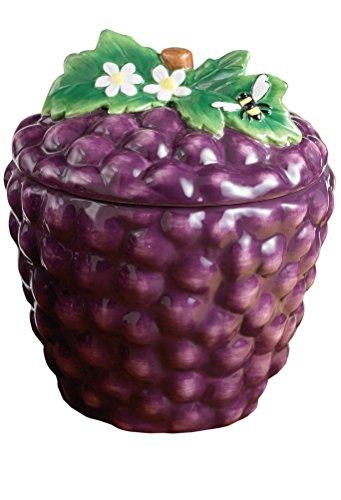 Set Of 3 Purple Ceramic Grape Canister Set with Tight Lids for Kitchen ...