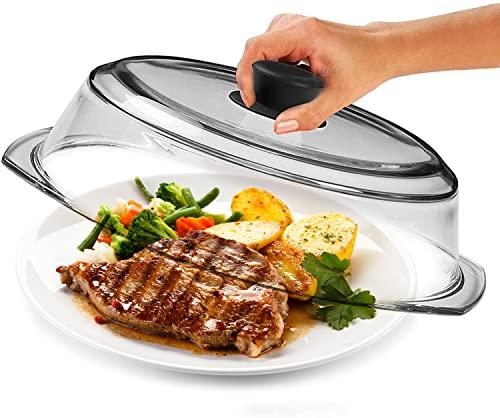 Tall Microwave Glass Plate Cover - Splatter Guard Lid with Easy Grip S ...