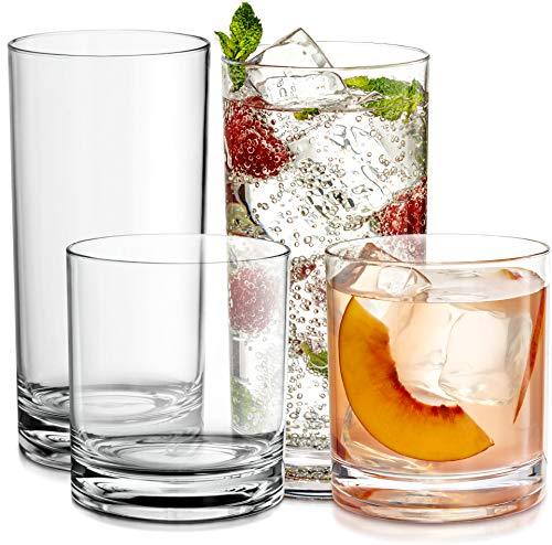 Elegant Acrylic Drinking Glasses Set of 16 Attractive Clear Plastic Le raze by G L Decor Inc
